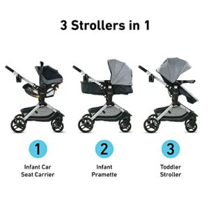 Graco Modes Nest Travel System, Includes Baby Stroller with Height Adjustable Reversible Seat, Pram Mode, Lightweight Aluminum Frame and SnugRide 35 Lite Elite Infant Car Seat, Bayfield