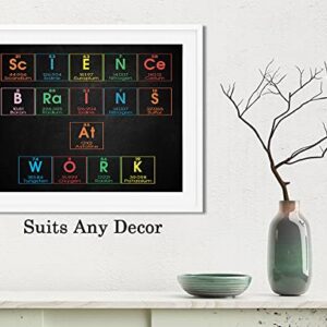 Science Brains At Work Periodic Table of Elements Print, 14"x11" Unframed Funny Science Poster, Chemistry Art Ideal for Science Lab, Teen Bedroom, Dorm Room, School Classroom or Home Decor