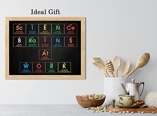 Science Brains At Work Periodic Table of Elements Print, 14"x11" Unframed Funny Science Poster, Chemistry Art Ideal for Science Lab, Teen Bedroom, Dorm Room, School Classroom or Home Decor