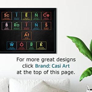 Science Brains At Work Periodic Table of Elements Print, 14"x11" Unframed Funny Science Poster, Chemistry Art Ideal for Science Lab, Teen Bedroom, Dorm Room, School Classroom or Home Decor