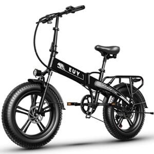 euy folding electric bike for adults, 750w motor 30mph e bike, 48v 12.8ah removable samsung cells battery, 20″ fat tire electric mountain ebike, shimano 7-speed,dual shock absorber