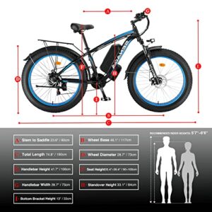 SENADA Electric Bike for Adults 48V 17.5Ah Fat Tire Electric Bikes,1000W 26" x 4" Snow Beach Ebikes for Adults 30MPH Adult Electric Bike Long Range 40-65 Miles 21-Speed Archon-Pro EBike,UL Certified