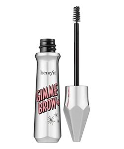 benefit gimme brow+ volumizing fiber gel, 4 medium warm deep brown, 1 count