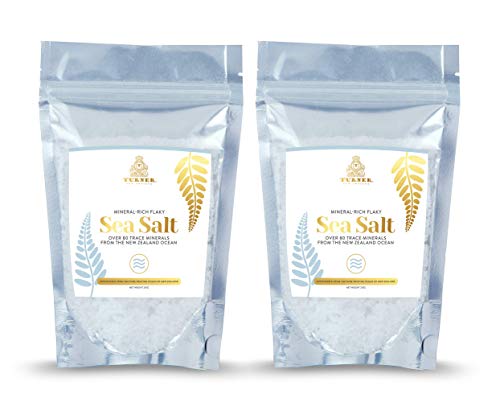 TURNER Mineral-Rich Flaky Sea Salt, Made in New Zealand, Kosher Flakes, 420 gramm, Premium Gourmet, Unprocessed, 84 Minerals & Trace Elements, 100% All-Natural, Solar & Wind Harvested, Lab Certified