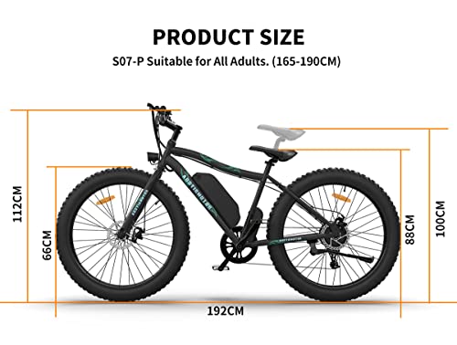 aostirmotor Electric Bike 500W 36V 13Ah Ebike, 26x4.0 inch Fat Tire Ebike, Electric Mountain Bike，Electric Bike for Adults