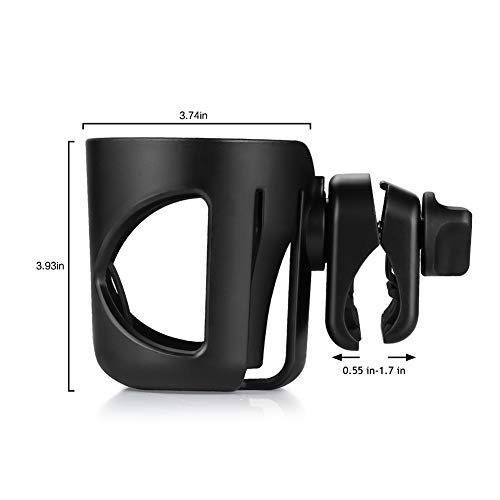 Universal Cup Holder by Accmor, Stroller Cup Holder, Bike Cup Holder, Large Caliber Designed Cup Holder, 360 Degrees Rotation Cup Drink Holder, Black