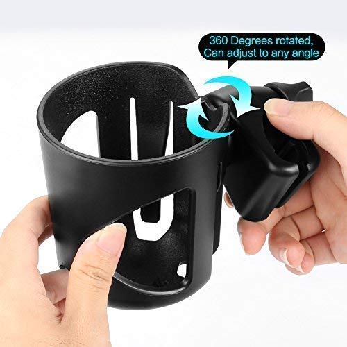 Universal Cup Holder by Accmor, Stroller Cup Holder, Bike Cup Holder, Large Caliber Designed Cup Holder, 360 Degrees Rotation Cup Drink Holder, Black