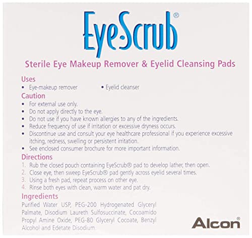 Eye Scrub Sterile Eye Makeup Remover & Eyelid Cleansing Pads 30 ea (Pack of 2)