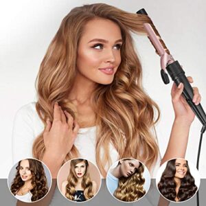 6-IN-1 Curling Iron, Professional Curling Wand Set, Instant Heat Up Hair Curler with 6 Interchangeable Ceramic Barrels (0.35'' to 1.25'') and 2 Temperature Adjustments, Heat Protective Glove & 2 Clips