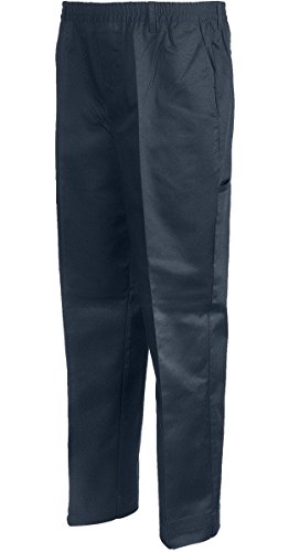 Benefit Wear Mens Full Elastic Waist 5-Pocket Pants with Mock Fly (S, Navy)