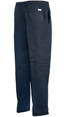 Benefit Wear Mens Full Elastic Waist 5-Pocket Pants with Mock Fly (S, Navy)