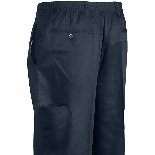 Benefit Wear Mens Full Elastic Waist 5-Pocket Pants with Mock Fly (S, Navy)