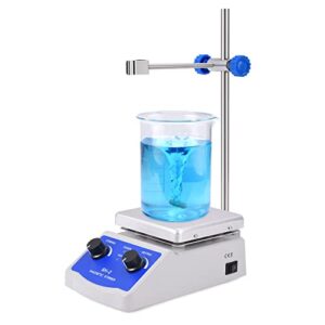 slendor magnetic stirrer hot plate mixer 1000ml stirring capacity 5 x 5 inch max 520°f hotplate and 100-2000 rpm stirrer, stirring bar & support stand included