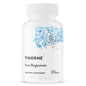 thorne iron bisglycinate – 25 mg – optimal absorption – support red blood cell formation – fight fatigue and other symptoms of iron deficiency – nsf certified for sport – gluten-free – 60 capsules