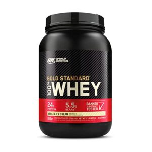 optimum nutrition 100% whey gold standard, vanilla ice cream, 2 pound