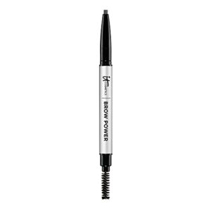 it cosmetics brow power eyebrow pencil, universal taupe – long-lasting, budge-proof formula – with biotin – for light to medium brown & gray hair colors – 0.005 oz