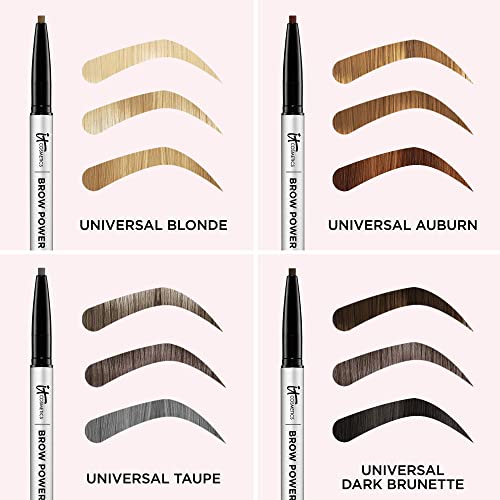 IT Cosmetics Brow Power Eyebrow Pencil, Universal Taupe - Long-Lasting, Budge-Proof Formula - With Biotin - For Light to Medium Brown & Gray Hair Colors - 0.005 oz