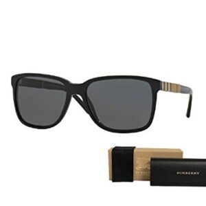 BURBERRY BE4181 300187 58M Black/Grey Square Sunglasses For Men + BUNDLE with Designer iWear Complimentary Eyewear Care Kit