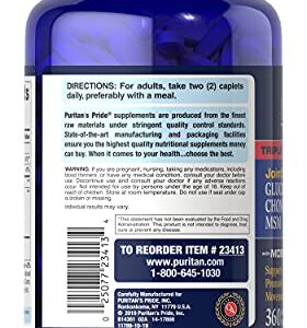 Puritan's Pride Glucosamine, Chondroitin & MSM Joint Soother-2 Per Day Formula, Tablet