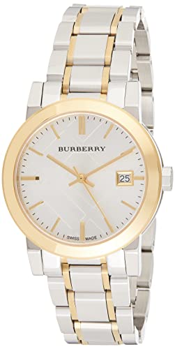 Burberry Silver Dial Two-tone Silver and Gold-tone Bracelet Ladies Watch BU9115