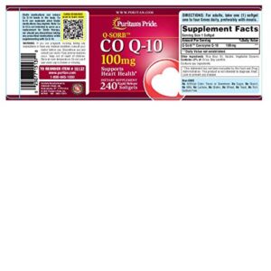 Puritans Pride CoQ10 100mg, Supports Heart Health, 240 Rapid Release Softgels