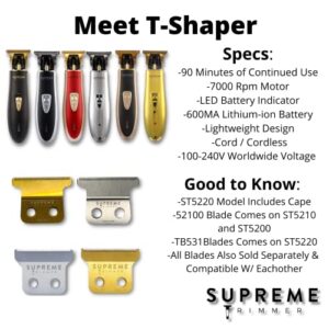 Supreme Trimmer Trimmer for Men ST5200 Professional Barber Hair Trimmer Cordless Clipper Liner Beard Trimmer - Gold T Shaper