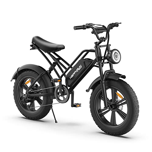 HAPPYRUN Electric Bike for Adults Tank 20" Fat Tire with 1500W Motor Ebike 48V 18Ah Removable Battery 30MPH & 68 Miles Long Range Off Road Snow Beach Mountain Electric Bicycle