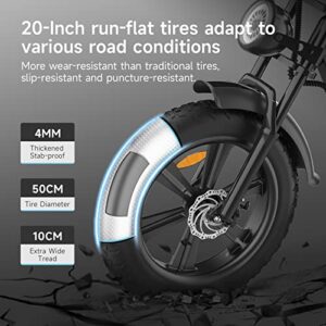 HAPPYRUN Electric Bike for Adults Tank 20" Fat Tire with 1500W Motor Ebike 48V 18Ah Removable Battery 30MPH & 68 Miles Long Range Off Road Snow Beach Mountain Electric Bicycle