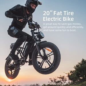 HAPPYRUN Electric Bike for Adults Tank 20" Fat Tire with 1500W Motor Ebike 48V 18Ah Removable Battery 30MPH & 68 Miles Long Range Off Road Snow Beach Mountain Electric Bicycle