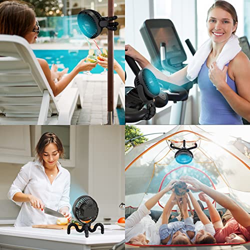 Portable Stroller Fan, Use As Power Bank, 65H 12000mAh Battery Operated Fan Flexible Tripod Baby Car Seat Fan, Personal Mini Handheld/Desk/Small Clip On Fans For Stroller, Carseat, Beach, Bed, Camping