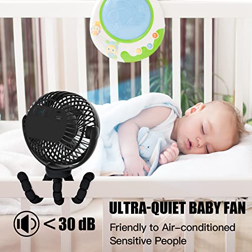 Portable Stroller Fan, Use As Power Bank, 65H 12000mAh Battery Operated Fan Flexible Tripod Baby Car Seat Fan, Personal Mini Handheld/Desk/Small Clip On Fans For Stroller, Carseat, Beach, Bed, Camping