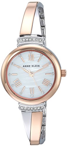 Anne Klein Women's AK/2245RTST Premium Crystal Accented Rose Gold-Tone and Silver-Tone Bangle Watch and Bracelet Set