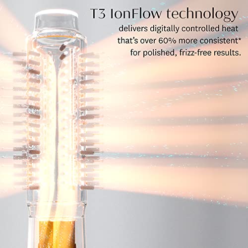 T3 AireBrush Duo Interchangeable Hot Air Blow Dry Brush with Two Attachments – Includes 15 Heat and Speed Combinations, T3 IonFlow Technology, Volume Booster Switch, Lock-in Cool Shot