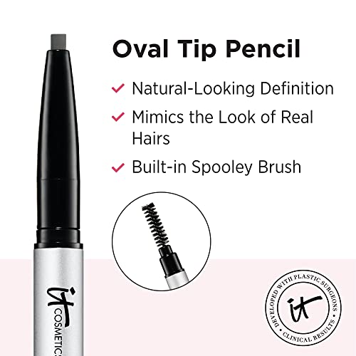 IT Cosmetics Brow Power, Universal Taupe - Universal Eyebrow Pencil - Mimics the Look of Real Hair - Budge-Proof Formula - With Biotin, Saw Palmetto & Antioxidants - 0.0056 oz