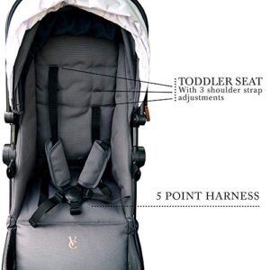 Venice Child Maverick Travel System Single to Double Stroller for Twins with Newborn Bassinet Pram and Toddler Seat (Package 2, Eclipse Black)