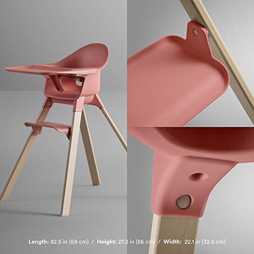 Stokke Clikk High Chair, Sunny Coral - All-in-One High Chair with Tray + Harness - Light, Durable & Travel Friendly - Ergonomic with Adjustable Features - Best for 6-36 Months or Up to 33 lbs