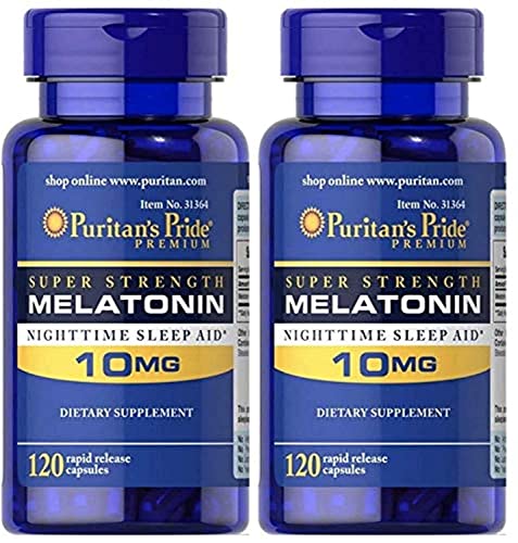 Puritan's Pride Super Strength Rapid Release Capsules Melatonin 120 Count (Pack of 2)