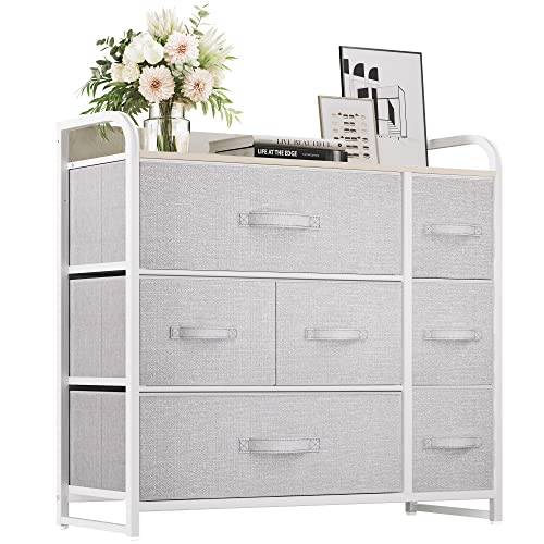 YITAHOME Fabric Dresser with 7 Drawers- Furniture Storage Tower, Chest of Drawer, Organizer Unit for Bedroom, Living Room & Closets - Sturdy Steel Frame, Easy Pull Fabric Bins & Wooden Top