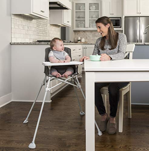 Regalo My High Chair Portable Travel Fold & Go Highchair, Indoor and Outdoor, Bonus Kit, Includes Tray with Cup Holder, Grey