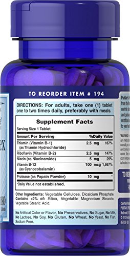 Puritans Pride Vitamin B-Complex and Vitamin B-12, 180 Count