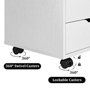 Panana 5/7 Drawer Chest, Wooden Tall Dresser Storage Dresser Cabinet With Wheels, Office Organization And Storage, Bedroom Furniture (5 Drawer, White)