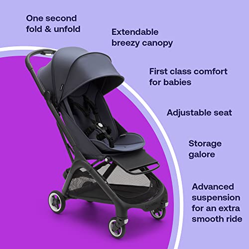 Bugaboo Butterfly - 1 Second Fold Ultra-Compact Stroller - Lightweight & Compact - Great for Travel - Stormy Blue