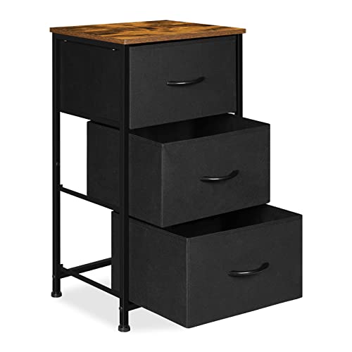 NANANARDOSO Small Dresser for Bedroom, 3 Drawer Fabric Storage Chest, Storage Tower Organizer Unit with Removable Fabric Bins for Closet Bedside, Nursery, Living Room, Bedroom, College Dorm, Black.