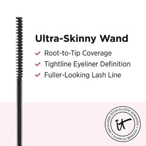 IT Cosmetics Tightline 3-In-1 Lash Primer, Eyeliner & Black Mascara - Lengthens & Conditions Lashes - Ultra-Skinny Wand - Infused With Collagen, Biotin, Peptides & Antioxidants - 0.12 Fl Oz