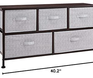 Amazon Basics Extra Wide Fabric 5-Drawer Storage Organizer Unit for Closet, Bronze