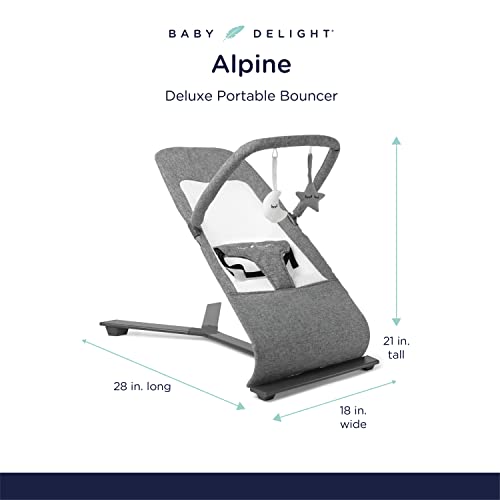 Baby Delight Alpine Deluxe Portable Bouncer | Infant | 0 – 6 months | Charcoal Tweed