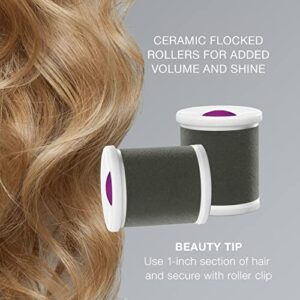 INFINITIPRO By Conair Instant Heat Tourmaline Ceramic Flocked Hot Rollers, 2-inch Hot Roller Setter for Mega Volume and Smooth Waves