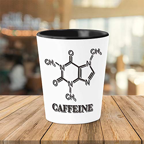 Caffeine Shot Glass -Chemistry Caffeine - A Funny Quotes Shot Glass, A Funny Shot Glass Present For Teacher, Chemistry Teacher, Periodic Table Of Elements, A Lab Tech Presents