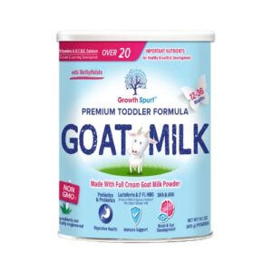 goat milk toddler formula – growth spurt powdered goat’s milk toddler formula – lactoferrin, 2′-fl hmo, prebiotics, probiotics, iron, dha & ara, methylfolate, immune support, non gmo infant baby transition weaning