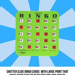 Regal Games - Finger-Tip Shutter Slide Bingo Cards - 25 Pack - Green - Perfect for Large Groups, Bulk Purchasing